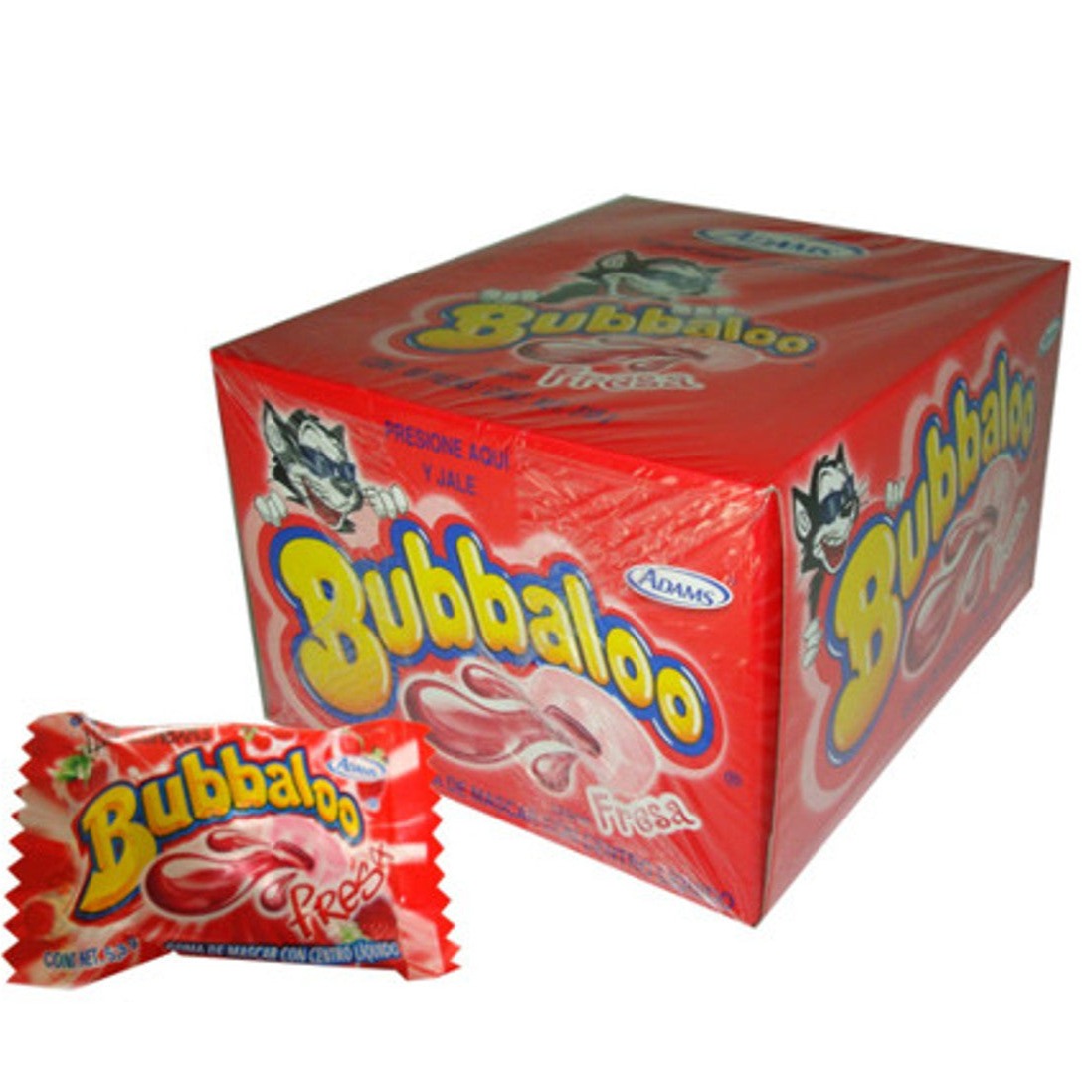 Bubbaloo Chiclete de Bola Morango - Gum filled with liquid flavor Stra ...