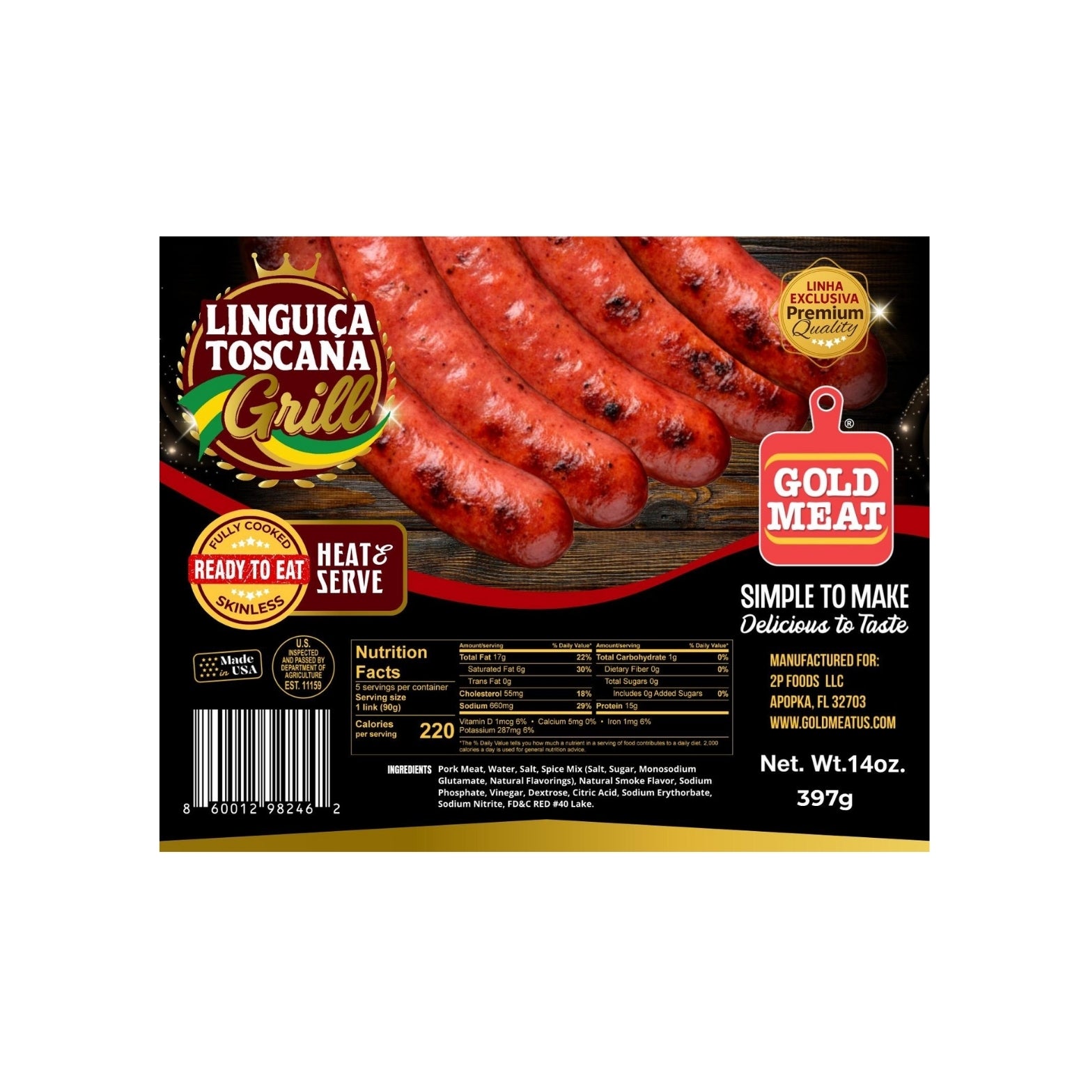 Gold Meat Linguica Toscana Grill 397g — Hi Brazil Market